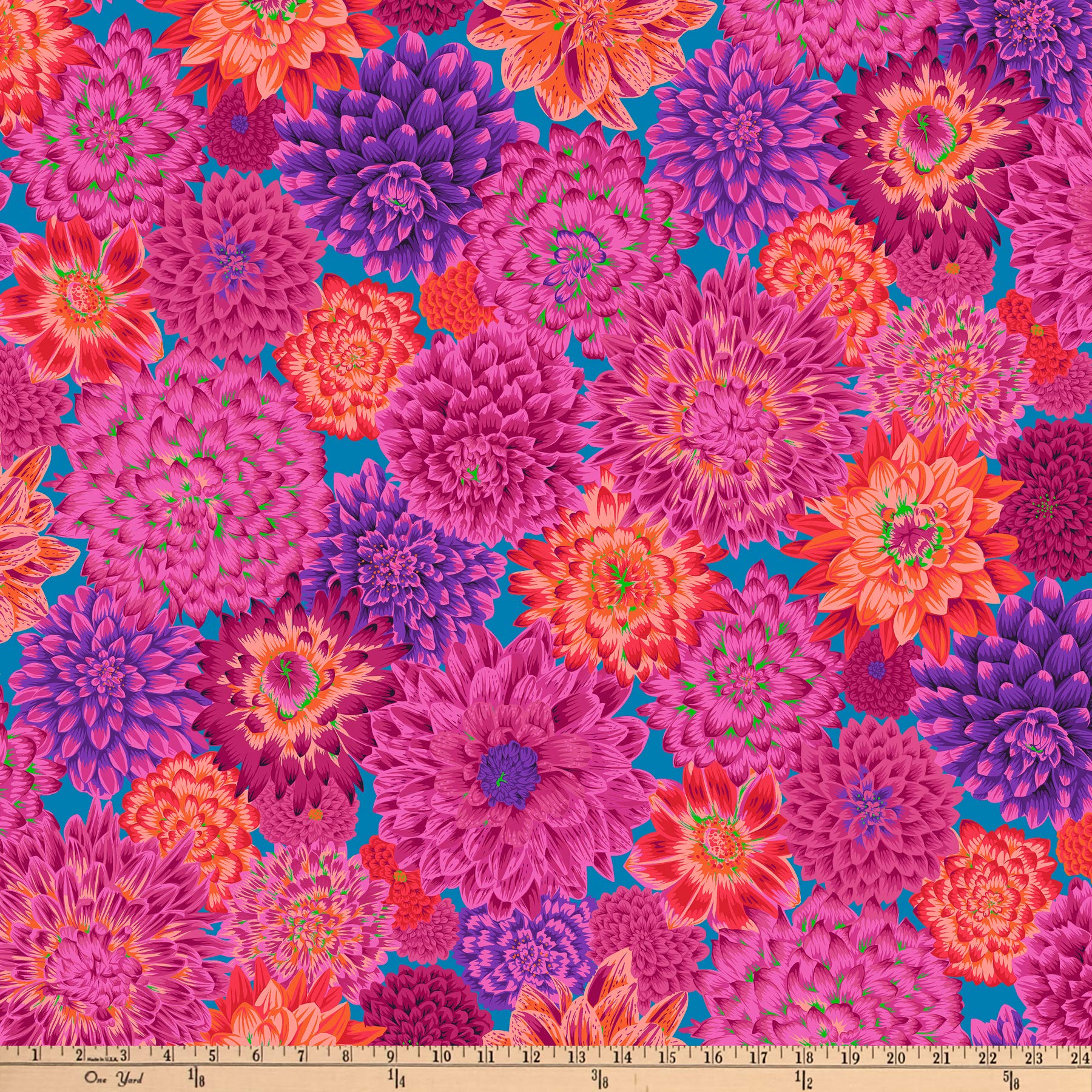 Kaffe Fassett Collective Dancing Dahlias Red Fabric by the Yard