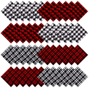 48 pieces christmas fabric bundle squares 6 inch red and black buffalo plaid christmas fabric black and white quilting fabric squares precut fat quarter patchwork for christmas sewing diy craft