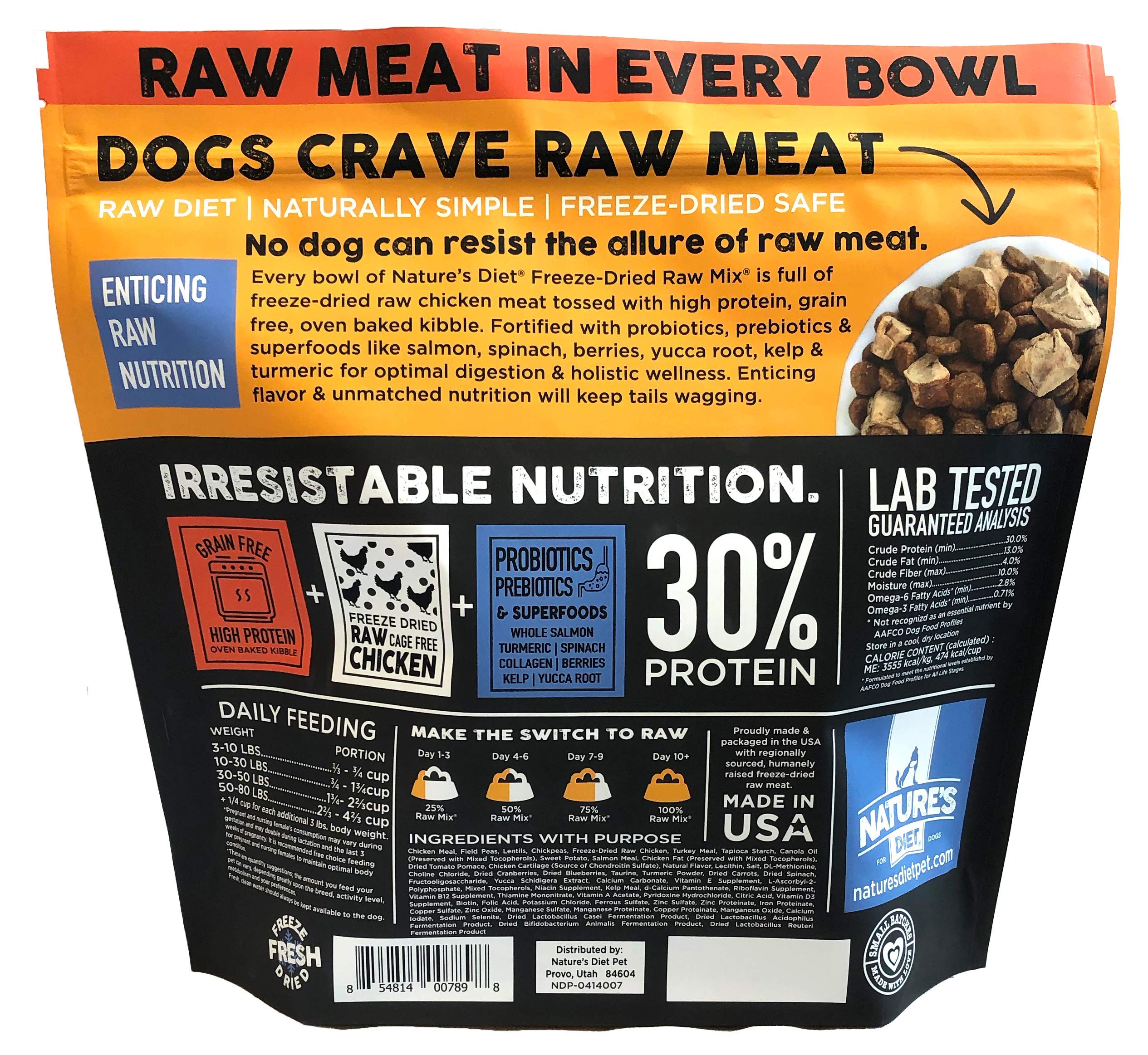 Nature's Diet Raw Mix Kibble with Freeze-Dried Chicken, Superfoods and Probiotics