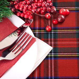 2 Pcs Christmas Buffalo Plaid Fabric Buffalo Checked Cloth Yarn-Dyed Red Black Tartan Gingham Craft Fabric for Sewing DIY Xmas Festival Decorations (28 x 36 Inch)