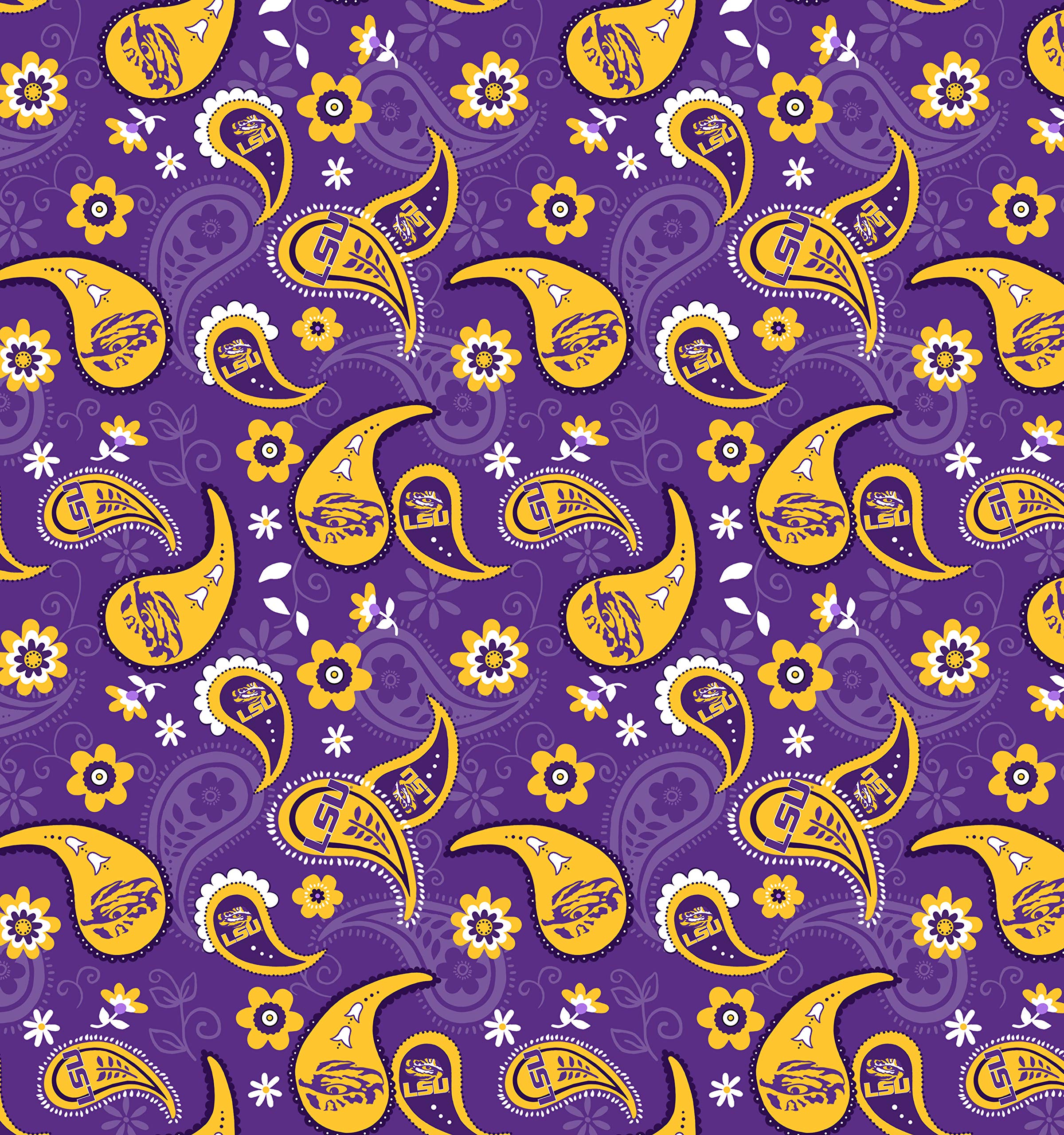 Louisiana State University, LSU, Tigers, College, University, Licensed Fabric, Sykel, LSU-1200, 100% Cotton, by The Yard