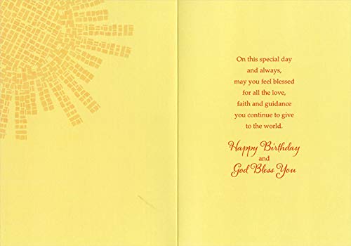 Designer Greetings Orange Sun with Block Pattern Birthday Card for Minister