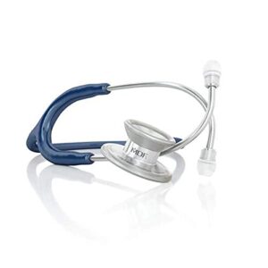 mdf instruments md one epoch lightweight titanium stethoscope, adult, navy blue tube, silver chestpiece-headset, mdf777t04