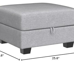 HONBAY Square Ottoman Module for Modular Sofa Couch, Grey