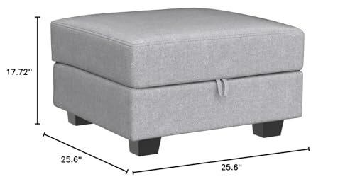 HONBAY Square Ottoman Module for Modular Sofa Couch, Grey