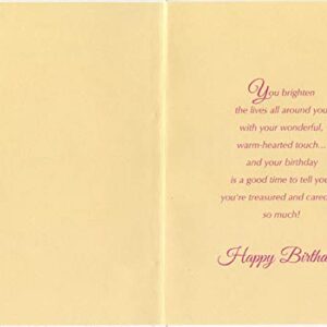 Designer Greetings Pink and Yellow Roses with Glitter Frame on Yellow Birthday Card for Daughter-in-Law