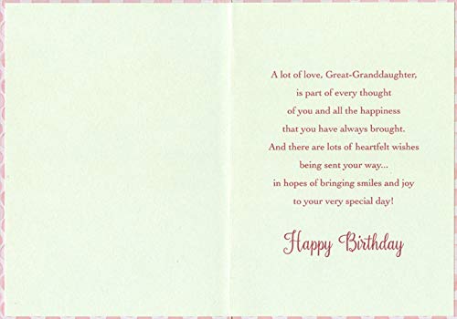 Designer Greetings Pink Cake, Tall Candles, Gold Foil Flames Birthday Card for Great-Granddaughter