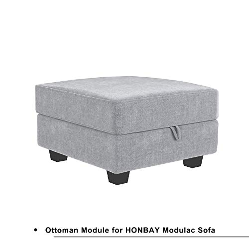 HONBAY Square Ottoman Module for Modular Sofa Couch, Grey