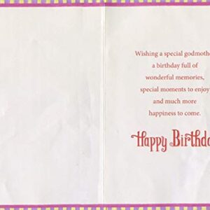 Designer Greetings Sparkling Cake with Swirled Frosting and 3 Candles Birthday Card for Godmother