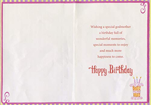 Designer Greetings Sparkling Cake with Swirled Frosting and 3 Candles Birthday Card for Godmother