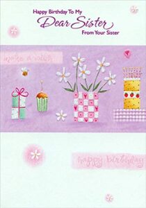 designer greetings daisies in pink and white box with shimmering white sections sister birthday card from sister