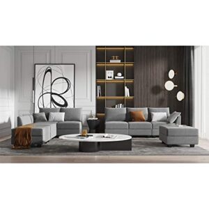 HONBAY Square Ottoman Module for Modular Sofa Couch, Grey