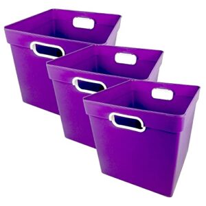 romanoff rom72506-3 plastic cube bin, 11.5 x 11-inch x 10.5-inch, purple, pack of 3