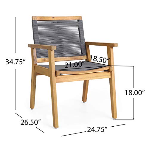 Christopher Knight Home Ashley Outdoor 7 Piece Acacia Wood Dining, Teak and Dark Gray