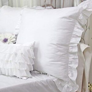 Queen's House White Duvet Cover Set Queen and White Ruffle Euro Shams Bundle