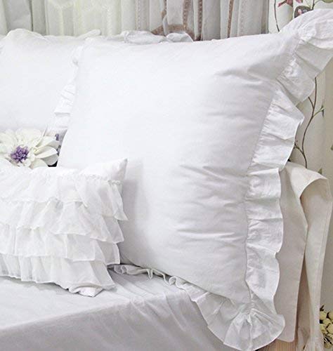 Queen's House White Duvet Cover Set Queen and White Ruffle Euro Shams Bundle