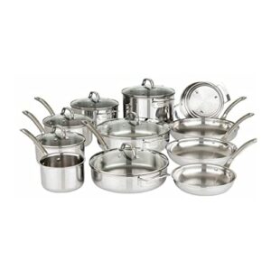 Viking Culinary 3-Ply Stainless Steel Cookware Set, 17 piece, Includes Pots & Pans, Steamer Insert & Glass Lids, Dishwasher, Oven Safe, Works on All Cooktops including Induction