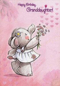 designer greetings small elephant on tip of toes juvenile birthday card for granddaughter