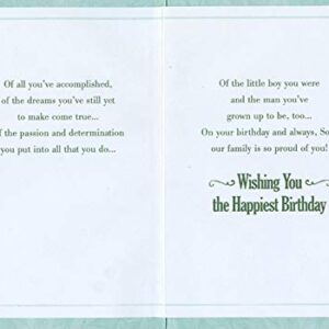 Designer Greetings Large Green Leaves and Thin Silver Foil Frame Birthday Card for Son