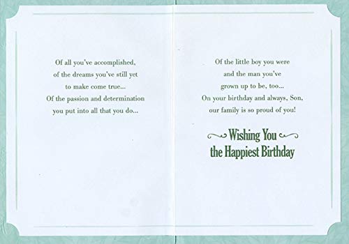 Designer Greetings Large Green Leaves and Thin Silver Foil Frame Birthday Card for Son