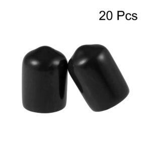 uxcell 20pcs Rubber End Caps 3/8"(9.5mm) ID Vinyl Round Tube Bolt Cap Cover Thread Protectors Black