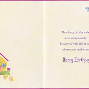 Designer Greetings Three Homes, Rabbit with Basket and Chicks Juvenile Nana Birthday Card from Kid/Child