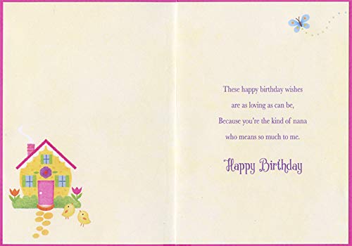 Designer Greetings Three Homes, Rabbit with Basket and Chicks Juvenile Nana Birthday Card from Kid/Child