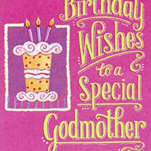 Designer Greetings Sparkling Cake with Swirled Frosting and 3 Candles Birthday Card for Godmother