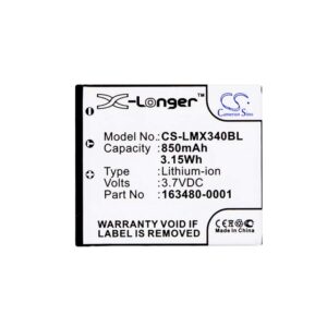 Replacement Battery for Voyager 1602G, LX34L1-G, fits Part Number 163480-0001, 8650A376 Barcode Scanner Cameron Sino CS-LMX340BL 3.7V Li-ion 850mAh/3.15Wh