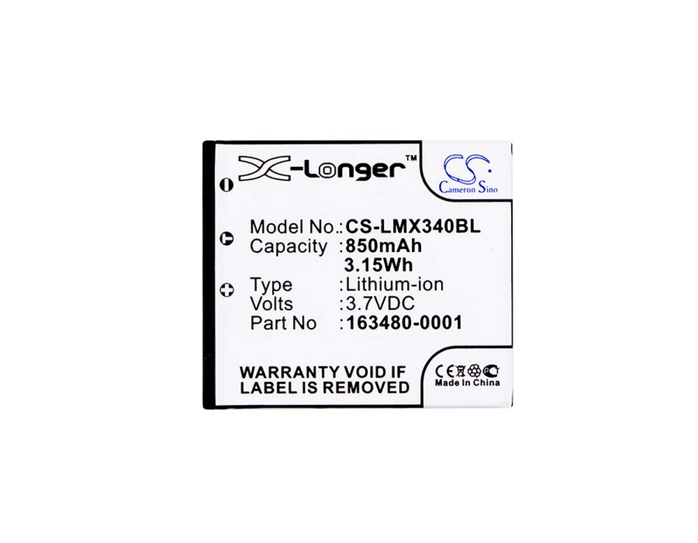 Replacement Battery for Voyager 1602G, LX34L1-G, fits Part Number 163480-0001, 8650A376 Barcode Scanner Cameron Sino CS-LMX340BL 3.7V Li-ion 850mAh/3.15Wh