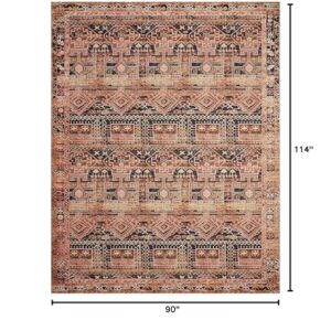 Loloi Layla 7'-6" x 9'-6" Area Rug in Mocha / Blush - Thick Area Rug, Soft Area Rug with, Vintage Inspired Distressed Design, Low Pile, Non-Shedding, Easy Clean, Durable Living Room Rug