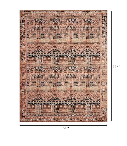 Loloi Layla 7'-6" x 9'-6" Area Rug in Mocha / Blush - Thick Area Rug, Soft Area Rug with, Vintage Inspired Distressed Design, Low Pile, Non-Shedding, Easy Clean, Durable Living Room Rug