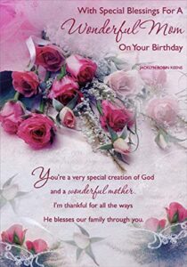 designer greetings pink roses: special blessings religious/inspirational birthday card for mom