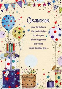 designer greetings the perfect day: balloons and gifts birthday card for grandson