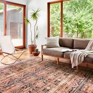 Loloi Layla 7'-6" x 9'-6" Area Rug in Mocha / Blush - Thick Area Rug, Soft Area Rug with, Vintage Inspired Distressed Design, Low Pile, Non-Shedding, Easy Clean, Durable Living Room Rug