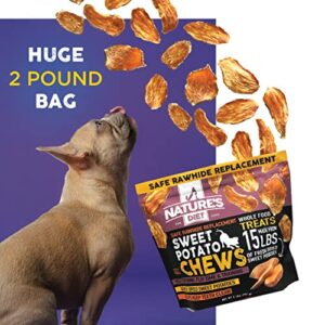 Nature's Diet Sweet Potato Chews XL 2lb Bag Safe Rawhide Replacement, Natural Treat, Training, Teeth, Healthy Snack for Dogs