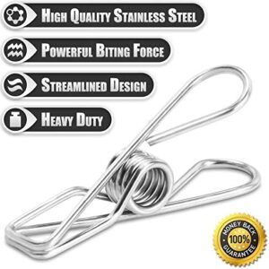 Mdeper Clothes Pegs Stainless Steel Durable Clothes Pins Multi-Purpose Metal Wire Utility Clips for Laundry Home Kitchen Outdoor Travel Office (40 Pack)