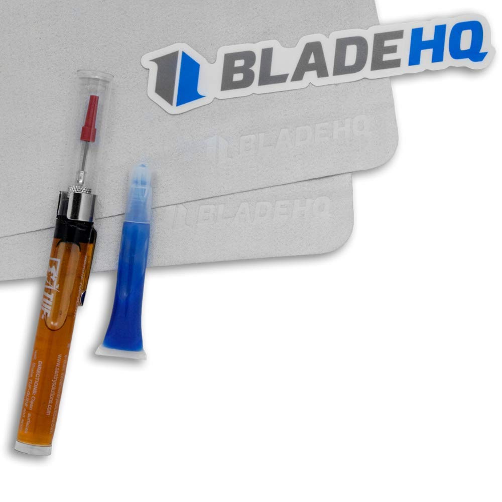 Blade HQ Knife Care Bundle | TUF-Glide Pen Lubricrant Applicator, Rust Prevention, 2 Polishing Cloth, Blue Thredlocker