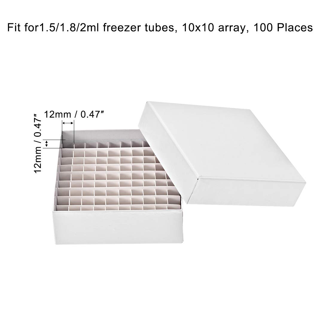 uxcell Centrifuge Tube Freezer Storage Box 100 Places Waterproof Cardboard Cryogenic Holder Rack for 1.5/1.8/2ml Microcentrifuge Tubes, Vials, Samples 3Pcs