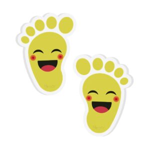 beautyflier yellow cartoon kids footprint stickers (20 pairs) - waterproof pvc material, self-adhesive, social distance guides for nursery, party, school, wall & floor decor