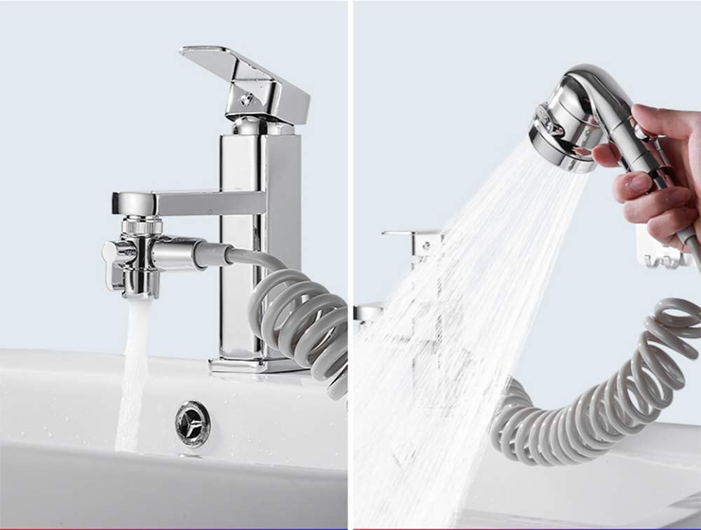 FLYYQMIAO Sink Faucet Hose Sprayer for Hair Washing Bathroom Sink Sprayer Rinser Attachement for Pet Dog Shower, Bathtub Faucet Shower Head Replacement for Baby Bath with 3 Settings & On Off Switch