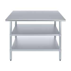 AmGood Stainless Steel Work Table with 2 Shelves | NSF | Metal Utility Table (48" Long x 30" Deep)