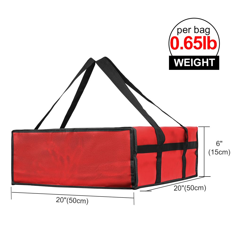 Bodaon Insulated Pizza Delivery Bag, 20" x 20" x 6" Pizza Warmer Bags for Carry Hot, Doordash Bag, Food Warmers for Parties, Pizza Pack Insulation, Pizza Carrier for Door Dash/Grubhub (Red, 1Pk)