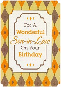 designer greetings wonderful son argyle border birthday card for son-in-law