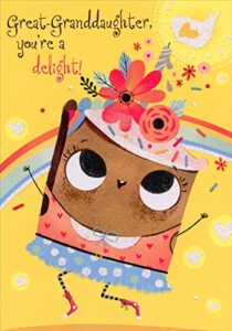 designer greetings slice of cake with big eyes and red sneakers juvenile birthday card for great-granddaughter