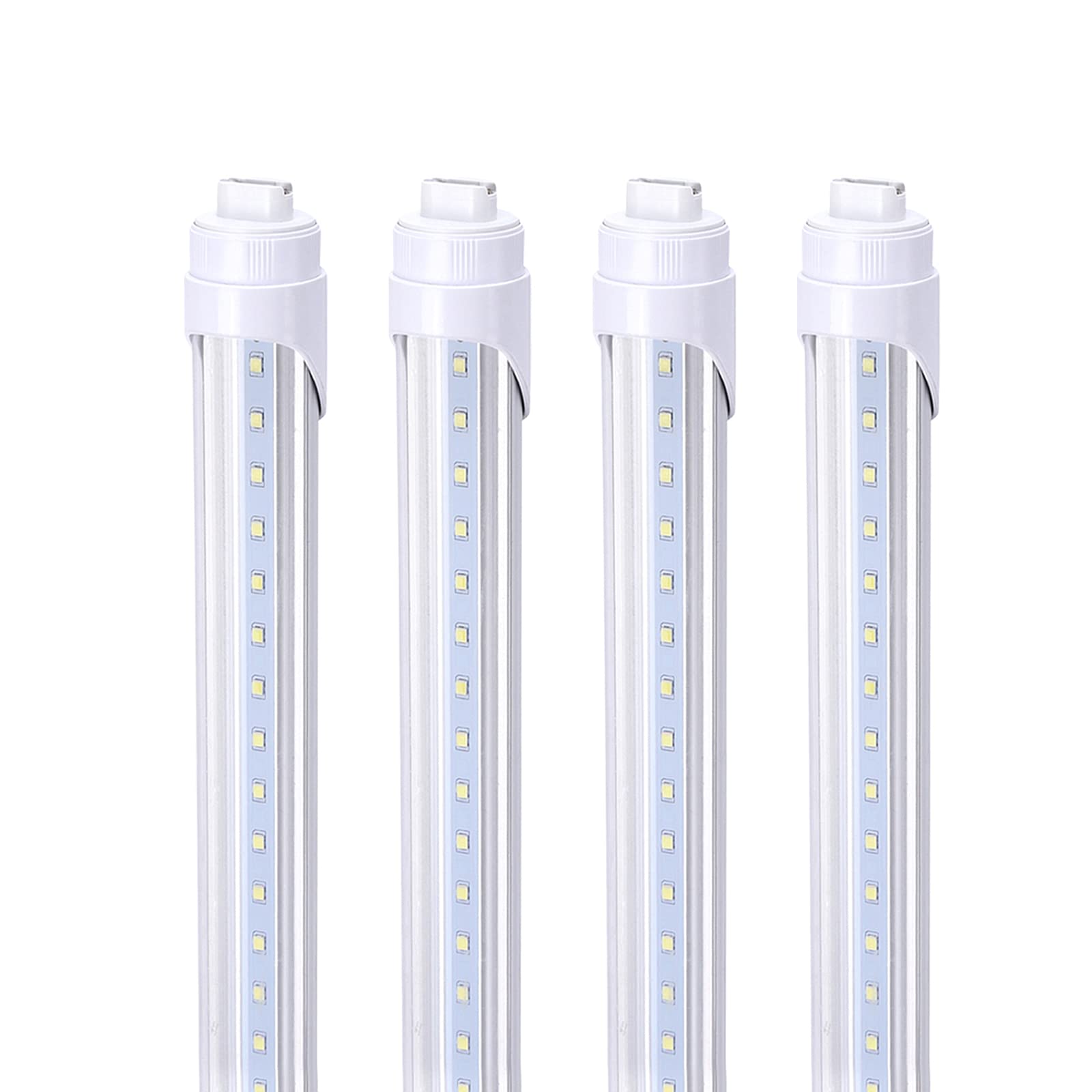 R17D/HO 8FT LED Shop Bulb, Rotating Base LED Tube Light, 6000K Clear Lens, Dual-Ended Power Bulb Lights, non-dimmable, 2 Pin, BALLAST REMOVED, (Replacement for F96T12/CW/HO 110W Fluorescent Light)