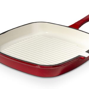 Eternal Living Enameled Cast Iron Skillet Fry Pan 9.5", Red