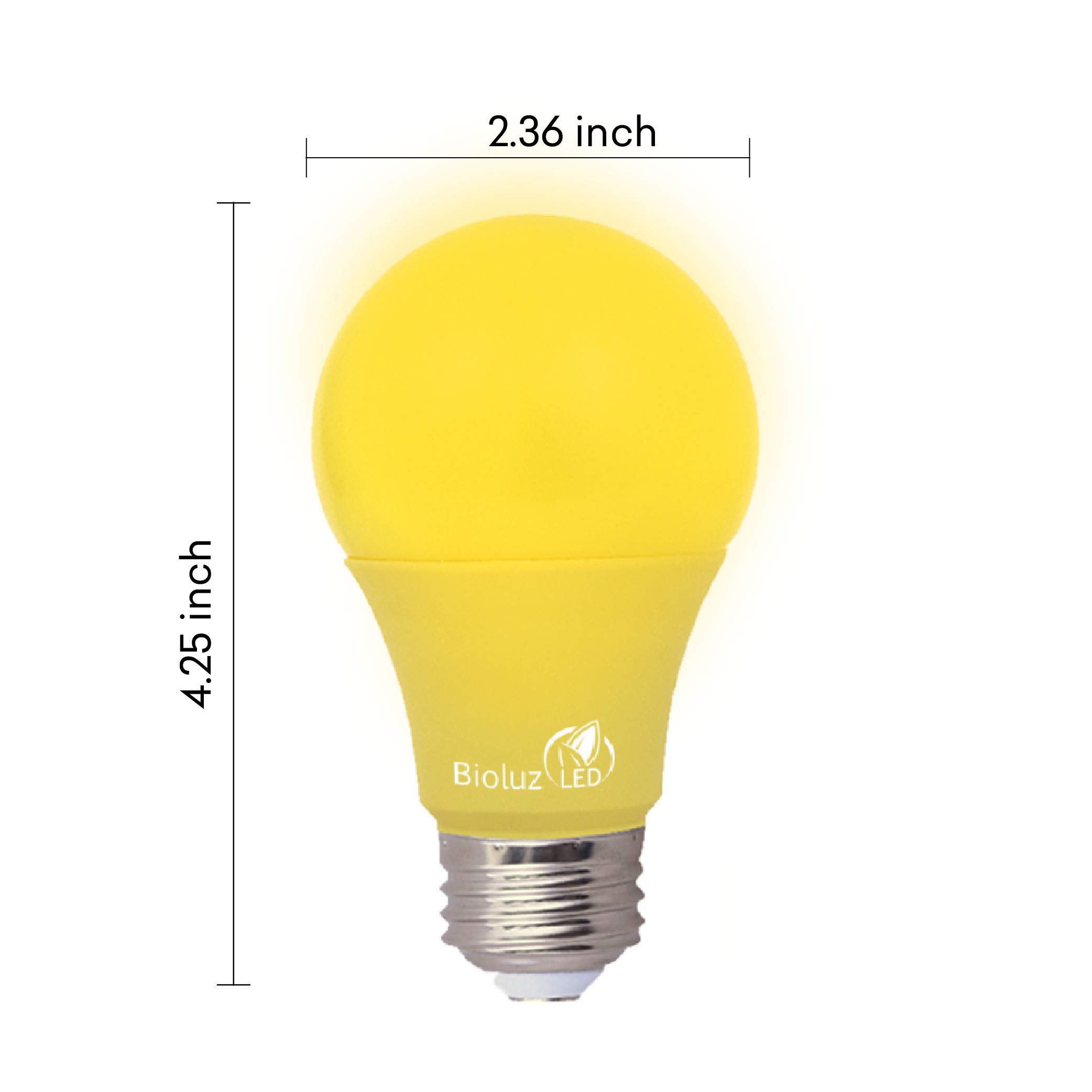 Bioluz LED Yellow Light Bulbs 60W Replacement Non-Dimmable A19 LED Bulbs 4-Pack