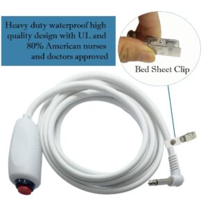 BAOZENP Replacement Nurse Call Cord, Red Button Momentary Call Cable for Nurse Station, 6.35mm Plug, 10 Feet (White)