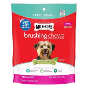 48 Mini Milk-Bone Fresh Breath Brushing Chews Daily Dental Dog Treats and Dogs Life Nation Waste Bag Bundle